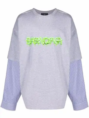 Balenciaga Slime Layered-sleeves T-shirt Grey