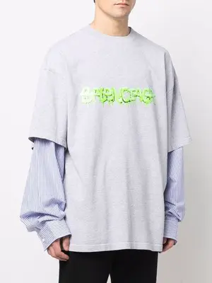 Balenciaga Slime Layered-Sleeves T-Shirt - Grey | Editorialist