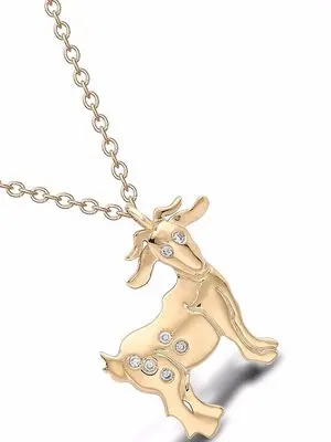 PRAGNELL 18kt Yellow Zodiac Goat Diamond Pendant