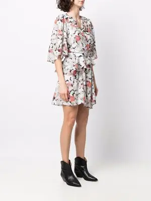 IRO PARIS Carlina" Ruffled Abstract Print Dress
