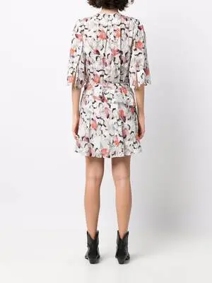 IRO PARIS Carlina" Ruffled Abstract Print Dress