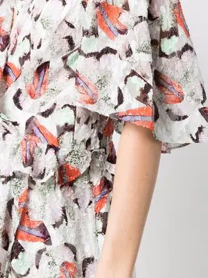 IRO PARIS Carlina" Ruffled Abstract Print Dress