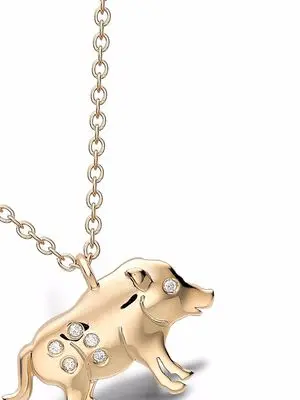 PRAGNELL 18kt Yellow Zodiac Diamond Pig Pendant