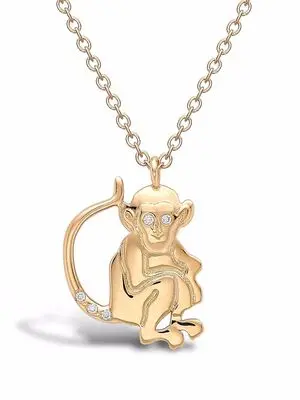 PRAGNELL 18kt Yellow Zodiac Monkey Diamond Pendant - Gold