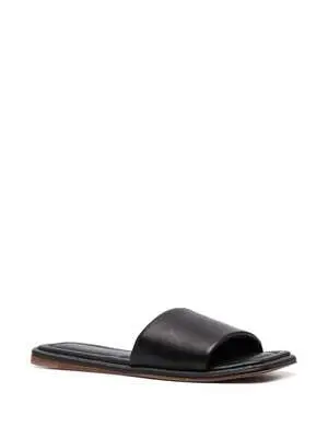 Brunello Cucinelli Monili Leather Slides - Black