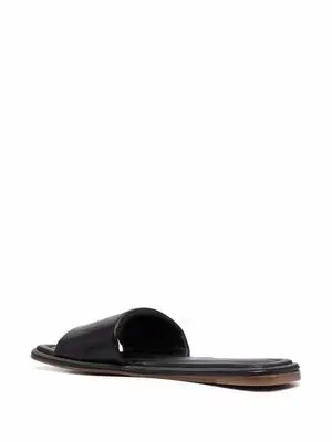 Brunello Cucinelli Monili Leather Slides - Black