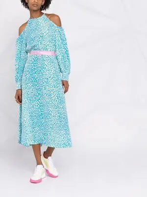 Stella McCartney Leopard-print Midi Dress - Blue