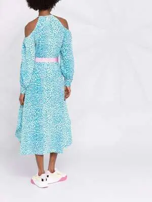 Stella McCartney Leopard-print Midi Dress - Blue