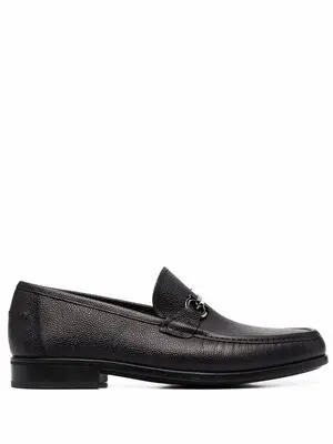 FERRAGAMO Maurice Pebbled-effect Loafers - Black