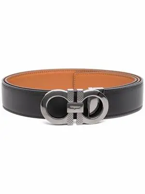 FERRAGAMO Reversible Gancini-logo Belt - Black