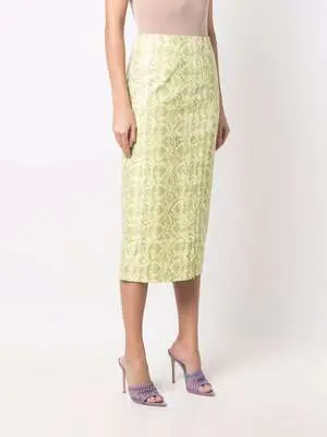 Remain Birger Christensen Snakeskin-print Midi Skirt