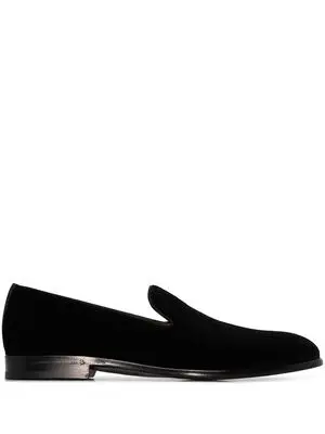 Dolce & Gabbana Leonardo Velvet Slippers - Black