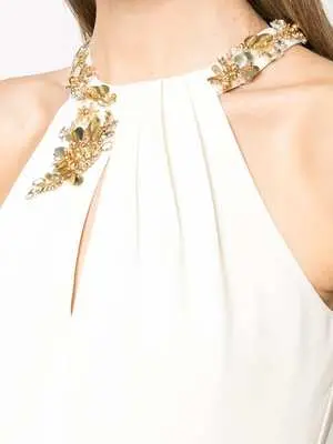 Marchesa Halterneck Sequin Embellishment Gown - White