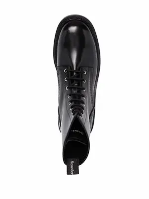 Alexander McQueen High-shine Ankle Boots - Black