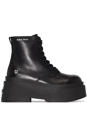 Naked Wolfe Saturn 160mm Platform Lace-Up Boots In Black - 21% Off