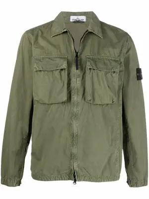 Stone Island Compass-logo Zip-up Shirt Jacket