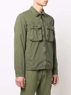 Stone Island Compass-logo Zip-up Shirt Jacket