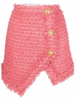 Balmain Textured Tweed Mini Skirt - Pink