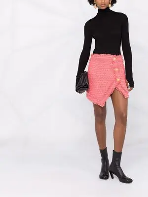 Balmain Textured Tweed Mini Skirt - Pink
