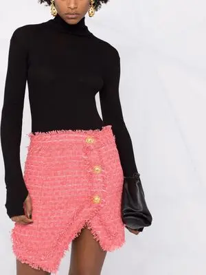 Balmain Textured Tweed Mini Skirt - Pink