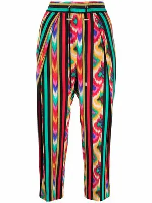 Balmain Abstract-print Silk Trousers