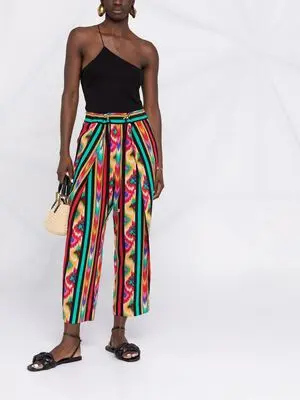 Balmain Abstract-print Silk Trousers