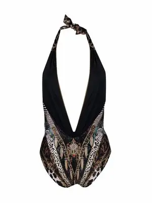 Camilla Lady Tardut-print V-neck Wimuit