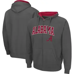COLOSSEUM Alabama Crimson Tide Arch & Logo Full-zip Hoodie - Gray