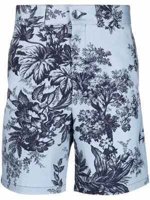 Erdem Floral Print Bermuda Shorts - Blue