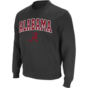 COLOSSEUM Alabama Crimson Tide Arch & Logo Crew Neck Sweatshirt - Charcoal