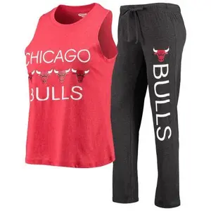 CONCEPTS SPORT Heathered Red/heathered Black Chicago Bulls Tank Top & Pants Sleep Set - Heather Red