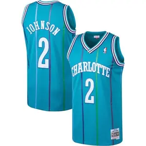 Mitchell & Ness Larry Johnson Charlotte Hornets 1992/93 Hardwood Classics Swingman Jersey - Teal