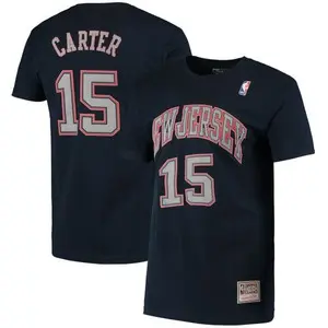Mitchell & Ness Vince Carter New Jersey Nets Hardwood Classics Stitch Name & Number T-shirt - Navy