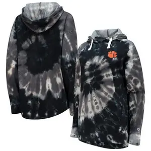 COLOSSEUM Clemson Tigers Slow Ride Spiral Tie-dye Oversized Pullover Hoodie - Black