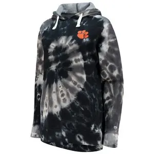 COLOSSEUM Clemson Tigers Tie-dye Oversized Pullover Hoodie - Black