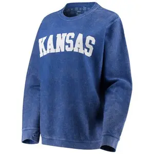 PRESSBOX Kansas Jayhawks Comfy Cord Vintage Wash Basic Arch Pullover Sweatshirt