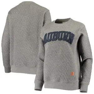 PRESSBOX Heather Charcoal Auburn Tigers Moose Quilted Pullover Sweatshirt - Heather Gray
