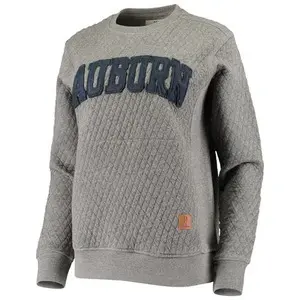 PRESSBOX Heather Charcoal Auburn Tigers Moose Quilted Pullover Sweatshirt