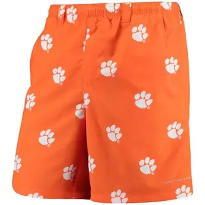 Columbia Pfg Clemson Tigers Backcast Ii 8" Omni-shade Hybrid Shorts - Orange