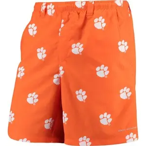 Columbia Pfg Clemson Tigers Backcast Ii 8" Omni-shade Hybrid Shorts - Orange