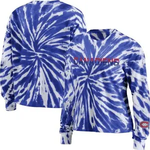 WEAR BY ERIN ANDREWS Montreal Canadiens Tie-dye Long Sleeve T-shirt - Navy