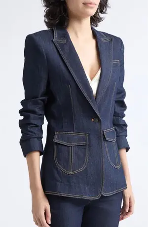 Cinq À Sept Louisa Cotton Blend Jacket - Indigo