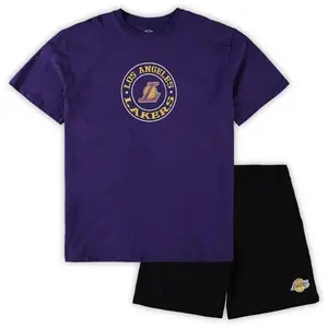CONCEPTS SPORT Black Los Angeles Lakers Big & Tall T-shirt & Shorts Sleep Set - Purple