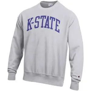 Champion Heathered Gray Kansas State Wildcats Arch Reverse Weave Pullover Sweatshirt