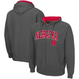 COLOSSEUM Nebraska Huskers Arch & Logo 3.0 Full-zip Hoodie - Charcoal