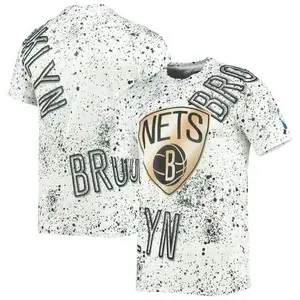 FISLL Brooklyn Nets Gold Foil Splatter Print T-shirt - White