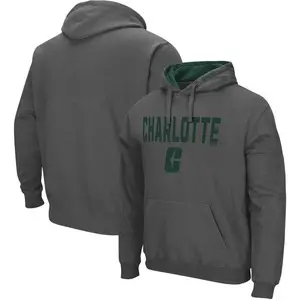 COLOSSEUM Charlotte 49ers Arch And Logo Pullover Hoodie - Charcoal