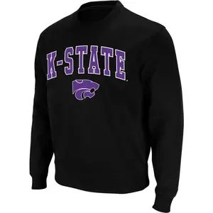 COLOSSEUM Kansas State Wildcats Arch & Logo Crew Neck Sweatshirt - Black