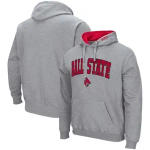 COLOSSEUM Heathered Gray Ball State Cardinals Arch & Logo 3.0 Pullover Hoodie - Heather Gray