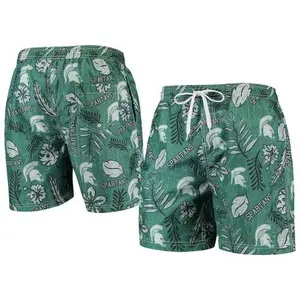 WES & WILLY Michigan State Spartans Vintage Floral Swim Trunks - Green